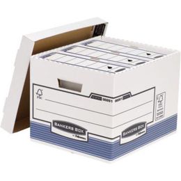 Archivschachteln BANKERS BOX&reg; Serie System Standard, bis A4, stapelbar, mit Deckel, B 335 x T 404 x H 292 mm, FSC&reg;-Recyclingpappe, blau-wei&szlig;, 10 St&uuml;ck
