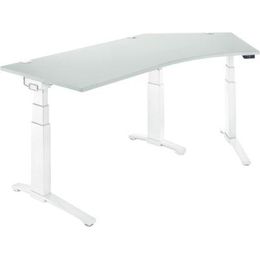 Sch&auml;fer Shop Sch&auml;fer Shop Genius Schreibtisch ERGOSTYLE S, 135&deg;, elektrisch h&ouml;henverstellbar, Ansatz rechts, zweistufig, C-Fu&szlig;, B 2165 x T 800 x H 645-1305 mm, inkl. Memory Master, lichtgrau/wei&szlig;
