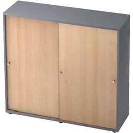 Schiebet&uuml;renschrank TOPAS LINE, 3 OH, graphit/Eiche