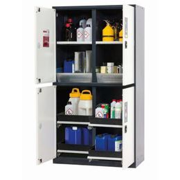 Chemikalienschrank ASECOS CS-CLASSIC-MultiRisk, Fl&uuml;gelt&uuml;ren, Front Reinwei&szlig;, B 1055 x T 520 x H 1950 mm