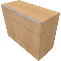 Fl&uuml;gelt&uuml;renschrank QUANDOS BOX, 2 Ordnerh&ouml;hen, B 1000 x T 440 x H 748 mm, Eiche Masonic