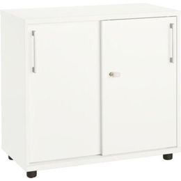 Sch&auml;fer Shop Sch&auml;fer Shop Select Anstellschiebet&uuml;renschrank, aus Holz, 2 Fachb&ouml;den, B 800 mm x T 421 x H 750 mm, wei&szlig;