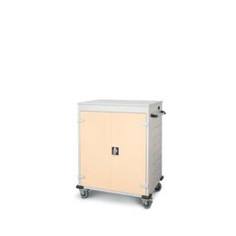 Laptopwagen mit Ladefunktion, 2-Punkt-Verriegelung, Feststellbremse, 16 F&auml;cher, B 920 x T 500 x H 1060, hellelfenbein
