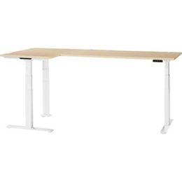 Sch&auml;fer Shop Sch&auml;fer Shop Genius Winkelschreibtisch Modena Flex, elektrisch h&ouml;henverstellbar, 90&deg; Winkel beidseitig, B 2000 x T 1600 mm, Ahorn/wei&szlig;