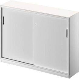 Sch&auml;fer Shop Sch&auml;fer Shop Genius Schiebet&uuml;renschrank TETRIS SOLID, 3 OH, 2 Fachb&ouml;den, B 1600 mm, 19 mm Abdeckplatte, wei&szlig;/wei&szlig;alu