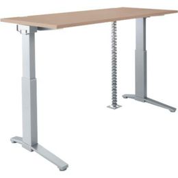 Sch&auml;fer Shop Sch&auml;fer Shop Genius Schreibtisch PLANOVA ERGOSTYLE S, elektrisch h&ouml;henverstellbar, C-Fu&szlig;, B 1600 mm, Eiche/alusilber, Memorymaster, Kabelschlange