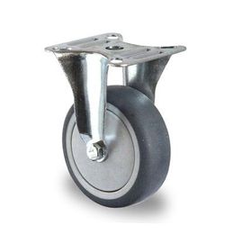 CASCOO Bockrolle P2T2, mit Rad-&oslash; 75 mm x B 25 mm, Polypropylen-Felge, Elastomer-Lauffl&auml;che, grau, Kugellager, bis 75 kg