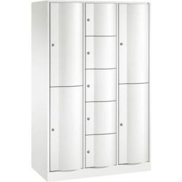 C+P Kombi-Schlie&szlig;fachschrank Resisto, 3 Abteile, 9 F&auml;cher, B 1148 x T 540 x H 1950 mm, Verkehrswei&szlig;/Verkehrswei&szlig;