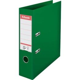 Ordner ESSELTE&reg; No. 1, A4, R&uuml;ckenbreite 75 mm, f&uuml;r ca. 500 Blatt, Hebelmechanik, R&uuml;ckenschild, Griffloch & Raumsparschlitze, FSC&reg;-Karton, gr&uuml;n