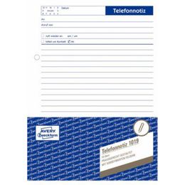 Avery Zweckform Telefonnotiz Nr. 1019, f&auml;lschungssicher, kopfverleimt, mikroperforiert, wei&szlig;