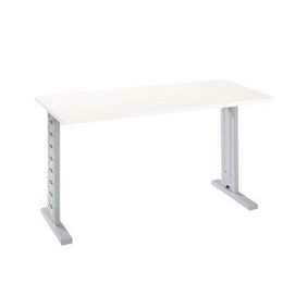 Home Office Schreibtisch Moxxo IQ, Rechteck, C-Fuß, B 1300 x T 650 x H 735 mm, weiß/weißaluminium RAL 9006