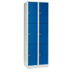Wertfachschrank 300 mm, 2 Abteile, 6 F&auml;cher, Sicherheitszylinderschloss, Sockel, enzianblau
