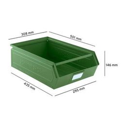 Sch&auml;fer Shop Sch&auml;fer Shop Select Sichtlagerkasten, mit Tragestab, 18,5 l, 80 kg, L 501 x B 308 x H 146 mm, Stahl, RAL 6011 (resadagr&uuml;n)