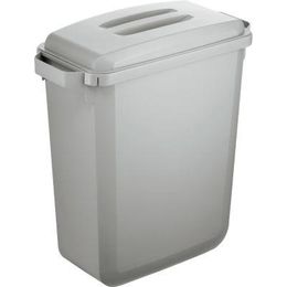 Abfallbeh&auml;lter Durable Durabin Eco, 60 L, mit Deckel, 2 Tragegriffe, B 590 x T 282 x H 600 mm, recycelter Kunststoff in Qualit&auml;t Blauer Engel, grau