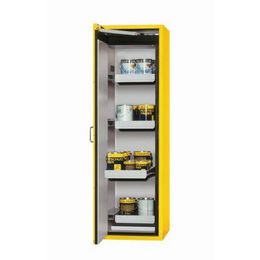 Sicherheitsschrank Typ 90 ASECOS S-CLASSIC-90, Fl&uuml;gelt&uuml;r mit T&uuml;rfeststellanlage, Anschlag links, Front Sicherheitsgelb, B 596 x T 616 x H 1968 mm