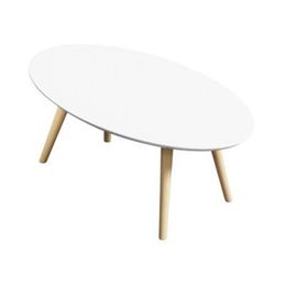 Beistelltisch SCANDI, oval, 4-Fu&szlig; Gestell aus Massivholz, B 1150 x T 600 x H 350 mm, wei&szlig;/Buche