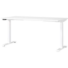 Schreibtisch Porto, elektrisch höhenverstellbar, T-Fuß, B 1600 x T 800 x H 720-1200 mm, weiß/weiß + Memory-USB-Panel
