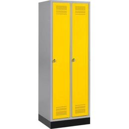 Sch&auml;fer Shop Sch&auml;fer Shop Genius Kleiderspind mit Sockel, 2 Abteile, Sicherheitsdrehriegelverschluss, wei&szlig;aluminium/gelb