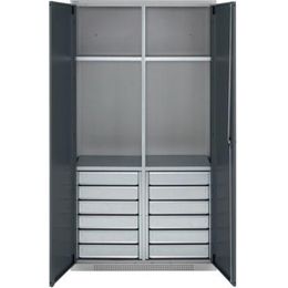 Sch&auml;fer Shop Sch&auml;fer Shop Genius Materialschrank FS, 5 OH, abschlie&szlig;bar, 4 Fachb&ouml;den/12 Sch&uuml;be, bis 450 kg, B 1055 x T 520 x H 1950 mm, Stahl, wei&szlig;alu/anthrazitgrau
