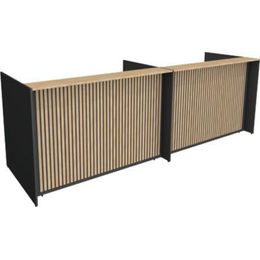 Theke Marino, gro&szlig;, f&uuml;r 2 Personen, elektrisch h&ouml;henverstellbar, Memorypanel, Akustikpaneele, Kabeldurchlass, Holz, Eiche-Dekor/anthrazit