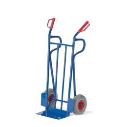 ROLLCART Stahlrohr-Sackkarre, bis 250 kg, luftgef&uuml;llte R&auml;der, Sicherheitsgriffe, H 1250 x B 600 x T 450 mm, enzianblau RAL 5012