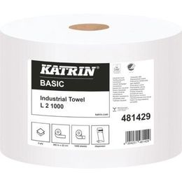 Putzpapier Katrin L2, 2-lagig, Tuchgr&ouml;&szlig;e ca. 220 x 360 mm, wei&szlig;, 2 Rollen mit jeweils 1000 T&uuml;chern