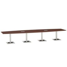 Konferenztisch, mit Tischanschlussfeld, bis 14 Personen, Boot, Standfu&szlig;, B 4500 x T 1200 x H 720-820 mm, Ahornbrazil/silber