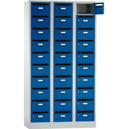 Postverteilerschrank, mit Einwurfschlitz, 3 Abteile, Sicherheitszylinderschloss, enzianblau