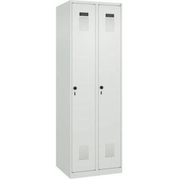 Kleiderspind C+P Evolo Plus, 2 Abteile, Anschlag rechts, Drehriegelverschluss, B 600 x T 500 x H 1850 mm, lichtgrau/lichtgrau
