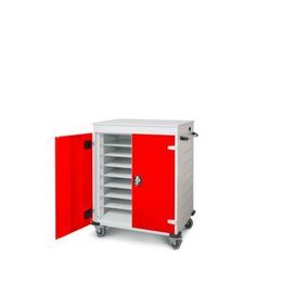 Laptopwagen mit Ladefunktion, 2-Punkt-Verriegelung, Feststellbremse, 16 F&auml;cher, B 920 x T 500 x H 1060, verkehrsrot