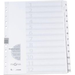 PAGNA Karton-Register, Zahlen 1-12, grau