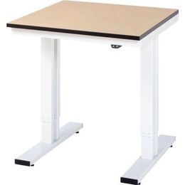 Rau Werktisch Adlatus, elektrisch h&ouml;henverstellbar, 22 mm MDF-Platte, bis 300 kg, B 750 x T 800 x H 720-1120 mm, bRaun/lichtgRau