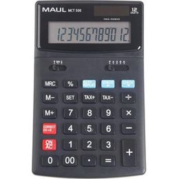 Tischrechner Maul MCT500, 12 Stellen, Tax, Chec & Correct, Solar- & Batteriebetrieb, B 107 x T 174 x H 22 mm, schwarz
