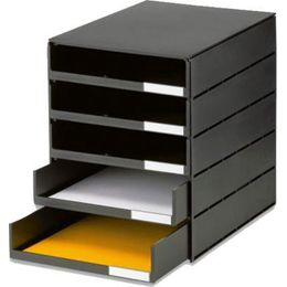 Styro&reg; Schubladenbox Styroval Pro, 5 Schubladen, offen, DIN C4, PolyStyrol, &ouml;ko-schwarz