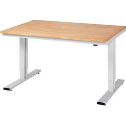 Rau Werktisch Serie adlatus 300, Buche-Massiv-Platte, B 1500 x T 800 x H 720 - 1120 mm