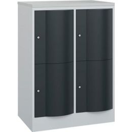 C+P Schlie&szlig;fachschrank Resisto, 2 Abteile, 4 F&auml;cher, B 772 x T 540 x H 1077 mm, Lichtgrau/Anthrazitgrau
