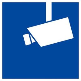 moedel Hinweisschild &bdquo;Video-Infozeichen&ldquo;, DIN 33450, L 180 x B 180 mm, Aluminium, blau-wei&szlig;