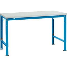Manuflex Grundtisch UNIVERSAL Spezial, 1500 x 1000 mm, Melamin lichtgrau, lichtblau