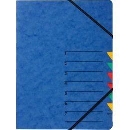 PAGNA Dokumentenmappe Easy, DIN A4, Gummizugverschluss, 7-teilig, blau