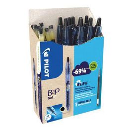 Pi.lot Gelschreiber PILOT Bottle 2 Pen BeGreen, schwarz, Strichbreite 0,4 mm, dokumentenecht, nachf&uuml;llbar, 89 % Recyclingmaterial, 10 St&uuml;ck + 10 Minen schwarz