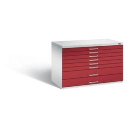 Planschrank aus Stahl, f&uuml;r Formate bis DIN A1, 8 Schubladen