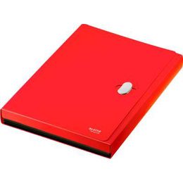 Leitz&reg; Dokumentenmappe Recycle, A4, bis 250 Blatt, 5 F&auml;cher & Ablagefach, blickdicht, 100 % recycelbar, Blauer Engel, Kunststoff, rot