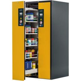 Sicherheitsschrank Typ 90 ASECOS V-MOVE-90, 2 Vertikalausz&uuml;ge, Anthrazitgrau/Goldgelb