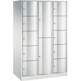 C+P Kombi-Schlie&szlig;fachschrank Resisto, 3 Abteile, 12 F&auml;cher, B 1148 x T 640 x H 1950 mm, Lichtgrau