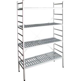 Aluminium-Steckregal, Grundfeld, mit 4 Kunststoff-Rost-Fachb&ouml;den, H 1800 x B 800 x T 400 mm