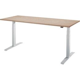 Sch&auml;fer Shop Sch&auml;fer Shop Select Schreibtisch LOGIN, elektrisch h&ouml;henverstellbar, Rechteck, T-Fu&szlig;, B 1800 x T 800 x H 645-1290 mm, Eiche-Dekor/wei&szlig;aluminium
