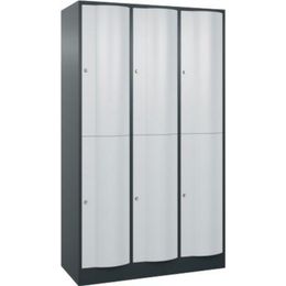 C+P Garderobenspind Resisto, 3 Abteile, 6 F&auml;cher, B 1148 x T 540 x H 1950 mm, Anthrazitgrau/Lichtgrau