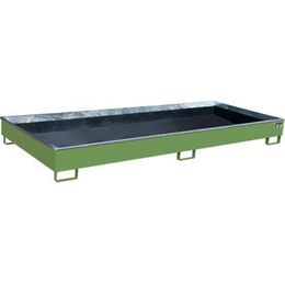 Bauer Regalwanne RW 3300-2 PE, mit PE-Einsatz, B 3262 x T 1312 x H 267 mm, bis 540 l, Stahl lackiert, resedagr&uuml;n