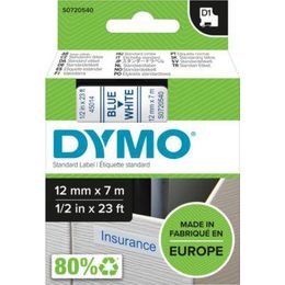 Dymo&reg; Schriftbandkassette D1 45014, 12 mm breit, wei&szlig;/blau