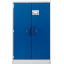 CEMO Sicherheitsschrank Typ 90 PROline 12/20, selbstschlie&szlig;ende T&uuml;ren, B 1200 x T 600 x H 1950 mm, 33 Liter, grau/enzianblau